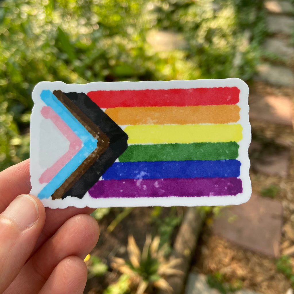 Progressive Pride Flag Sticker – Cat People Press